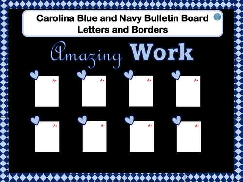 School Colors: Carolina Blue and Navy Bulletin Board Letters and Borders