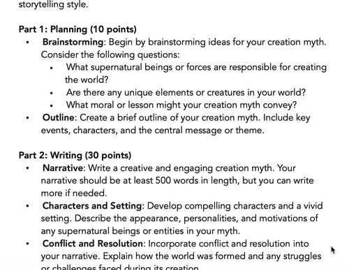 High School Creative Writing Assignment: Creation Myth by Curt's Journey