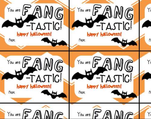 Cute Bat-Themed Halloween Gift Tag- You are FANG-tastic! Happy Halloween!