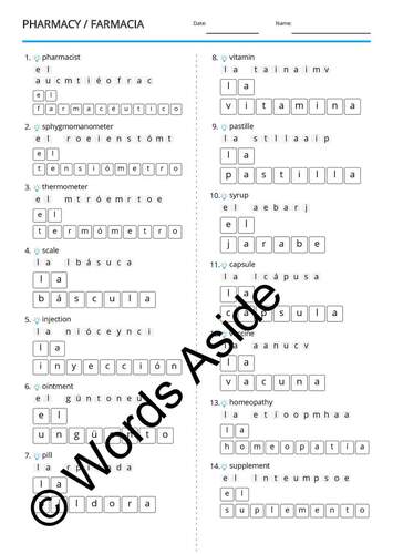 Spanish English Bilingual Vocabulary Worksheets Cards Puzzles Games ...