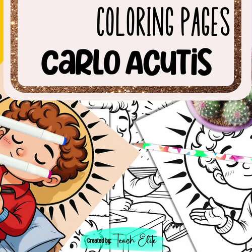 Carlo Acutis Coloring Pages 8 Commercial Use stock images by Teach Elite