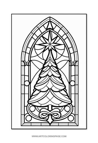 Colouring Pages Stained Glass Christmas Tree Vol 8 – A Festive World of ...
