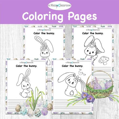 Spring Easter Coloring Pages w/ Bunnies Baby Bunny & Easter Eggs ...