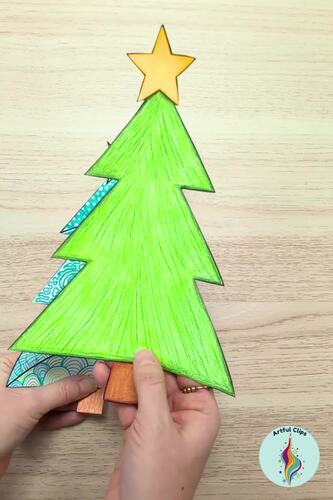 Triangle Christmas Tree Craft Template, Blank Outline Shapes Coloring Sheet