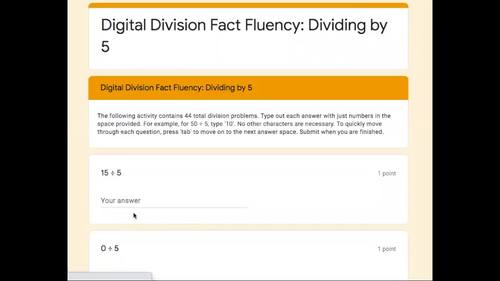 Digital Division Fact Fluency: Dividing by 5 Google Classroom™ | TPT