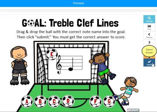 Treble Clef Note Names Games - Music Boom Cards Set 2 - Basic Lines