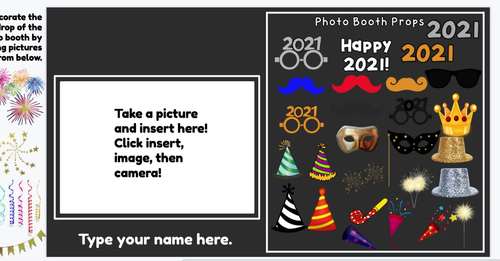 New Year's Resolutions Templates and Photo Booth Activity (Distance ...