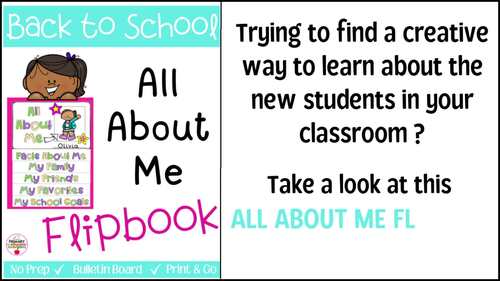 All About Me Flip Book - Back to School Activity - Bulletin Board Project