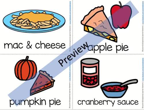 Thanksgiving Dinner Vocabulary Cards & 3 Level Books- Autism & SPED ...