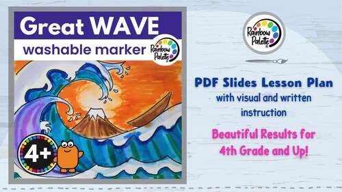 Watercolor Marker Art Project Hokusai Great Wave by Rainbow Palette
