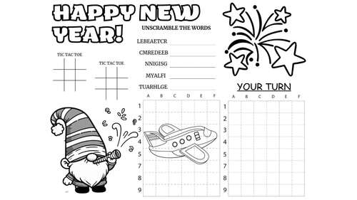 New Year's (Eve) Activity Placemats for kids of all ages - 20 Different ...