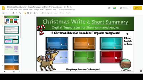 Christmas Write a Short Summary Digital Templates for Short Animated Movies