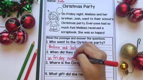 Christmas Reading Passages and Comprehension Questions with Sequencing ...