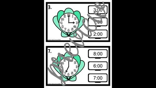 Summer Telling Time to the HOUR Clip It Task Cards by Teach 2 Grow with ME
