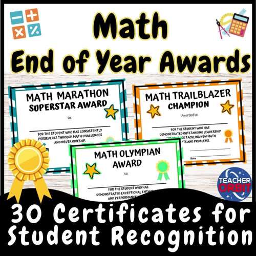 End of Year Awards | Math Student Recognition | Achievement Certificates