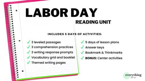Labor Day Reading Comprehension Passages Questions Activities & Short ...