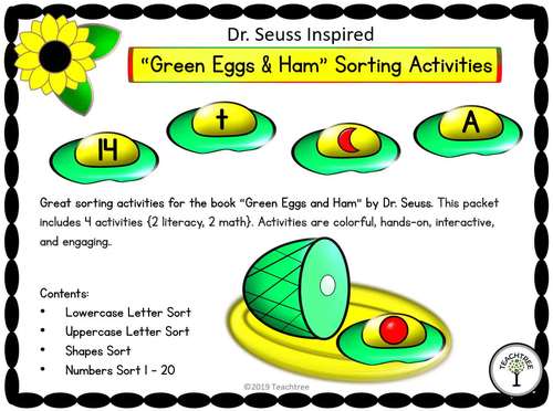 Whimsical | Green Eggs & Ham | Literacy and Math | Sorting Activities
