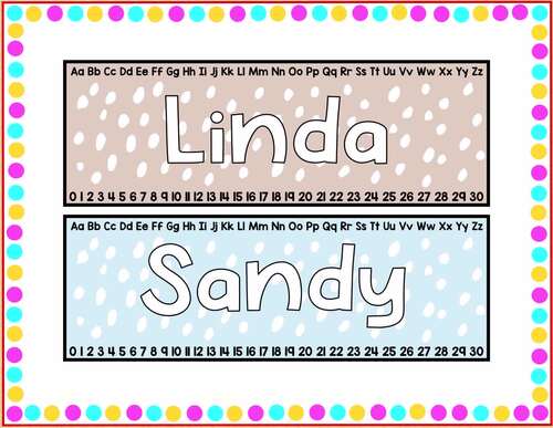 Printable Boho Neutral Spotty Student Desk Plates, Classroom Labels ...