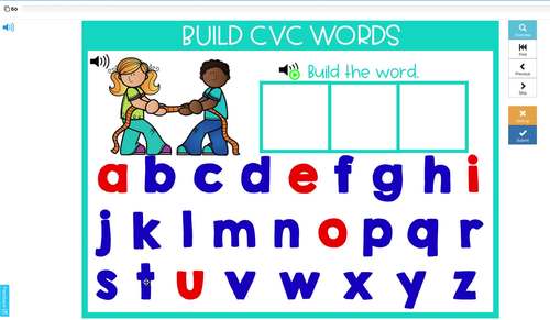 Build CVC Words (Short A E I O U) Boom Cards by Freckled in Kinder