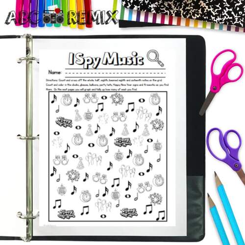 I Spy - Spring Tally Marks Worksheets Graphing - Music Sub Plans Treble ...
