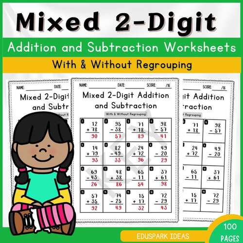 2-Digit Mixed Addition and Subtraction with and without Regrouping ...