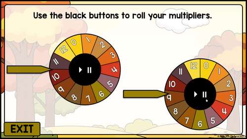 No-Prep Fall Random Number Spinners for Multiplication for Power Point™