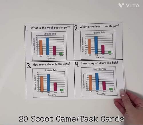 Compare Data Pictographs Bar Graphs Tally Charts Scoot Game Task Cards ...