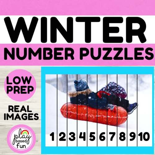 NUMBER PUZZLES 1-10, WINTER ACTIVITIES, WINTER MATH CENTERS, SNOWY MATH