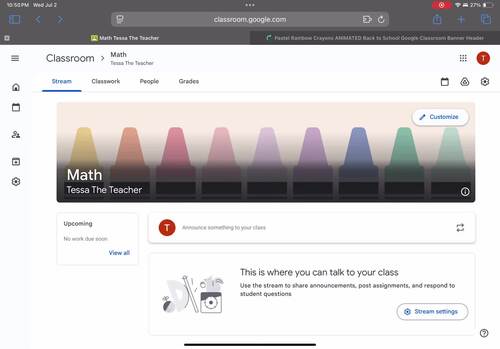 Pastel Crayons Animated Google Classroom Banner Header by Tessa The Teacher