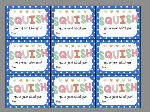 Cute "Squishy" Beginning of Year Gift Tag by Highs and Lows of a Teacher