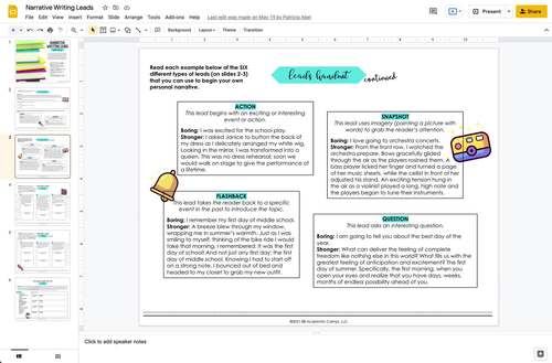 Writing Hooks: Once Upon a Lead Activities - PRINT and Digital | TpT