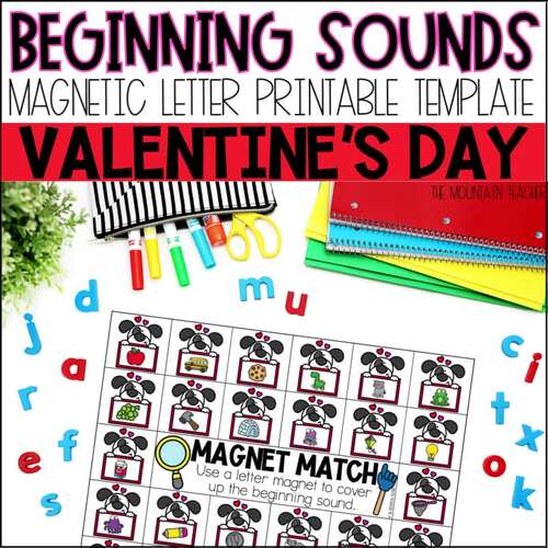 Valentine's Day Beginning Sounds Activity Magnetic Letter Printable ...
