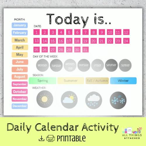Daily Calendar Activity | Morning Learning Days of the Week, Months ...