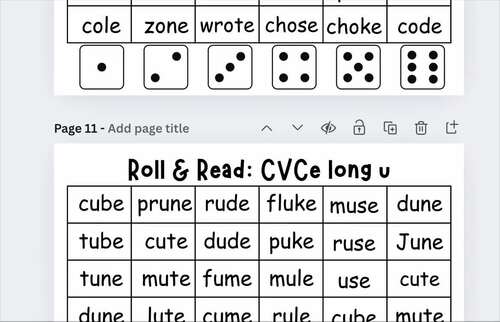 CVCe & Vowel Teams Roll & Read Game Boards | Long Vowels | Phonics Centers