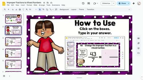Improper Fractions to Mixed Numbers Google Activity | Math Digital ...