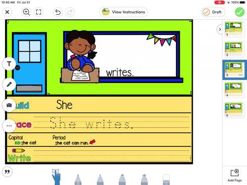 Sentence Writing Practice Pack 1 - Seesaw by Just A Primary Girl