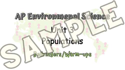 AP Environmental Science Unit 3: Population |15+ Bellringers with ...