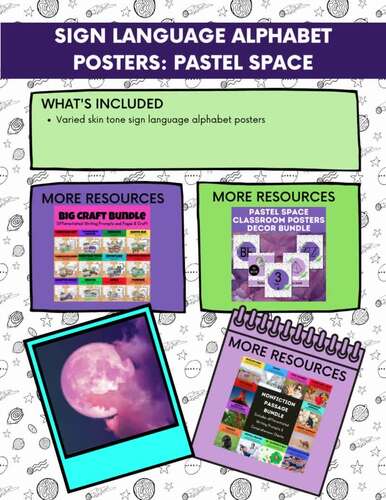 Pastel Space Themed Sign Language Alphabet Letter Posters ASL DHH ...