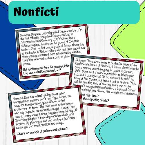 Memorial Day Task Cards: Nonfiction Reading Comprehension | TPT
