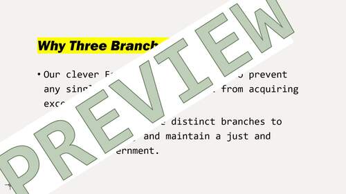 Three Branches of Government PowerPoint & Cloze Notes SS.7.CG.3.3