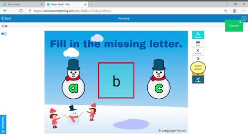 Lowercase Letter Sequencing Winter Alphabet Sequence Boom Cards | TPT
