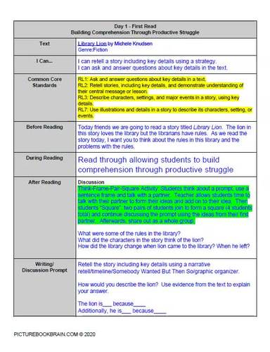 Library Lion by Michelle Knudsen Lesson Plan and Activities | TPT