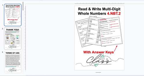 Read & Write Multi Digit Whole Numbers 4.NBT.2 | Worksheets with Answer ...