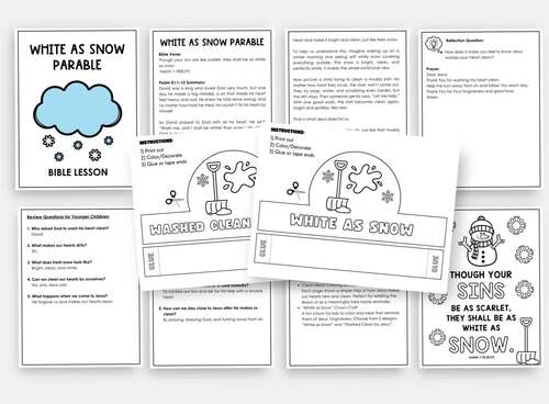 White as Snow Winter Bible Lesson and Crafts for Sunday School or ...