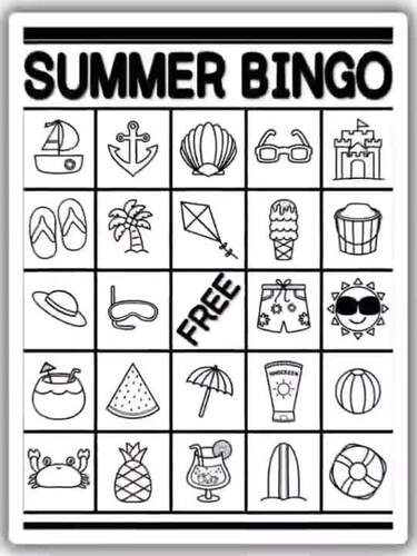 SUMMER BINGO GAME | BINGO BOARDS & CALLING CARDS | 5x5 LAYOUT WITH A ...