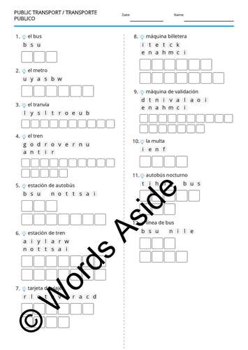 Spanish English Bilingual Vocabulary Worksheets Cards Puzzles Games ...