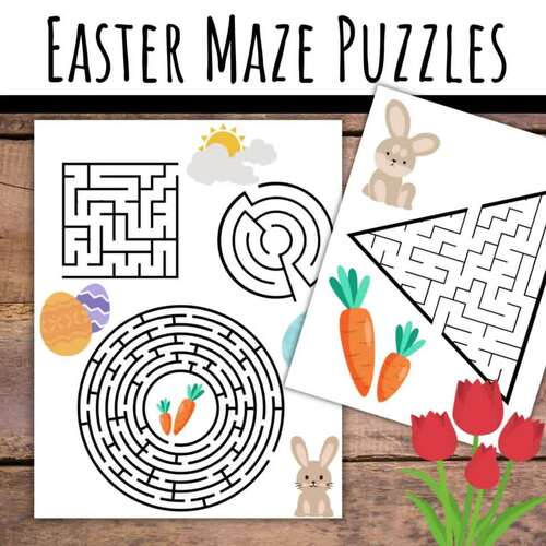 Easter Maze Puzzle Worksheets for Early Finishers Activity in April ...