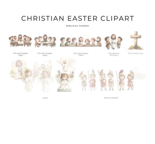 Christian Easter Clipart, Kids Bible Style, Jesus, He Is Risen | TPT