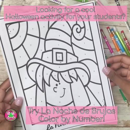 Spanish Halloween Color by Number | Colorea por número | La Noche de Brujas
