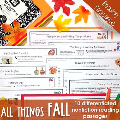 Fall Nonfiction Reading Comprehension Passages and Questions | TPT